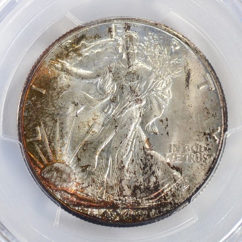 1946-D WALKING LIBERTY HALF PCGS MS-67 TONED