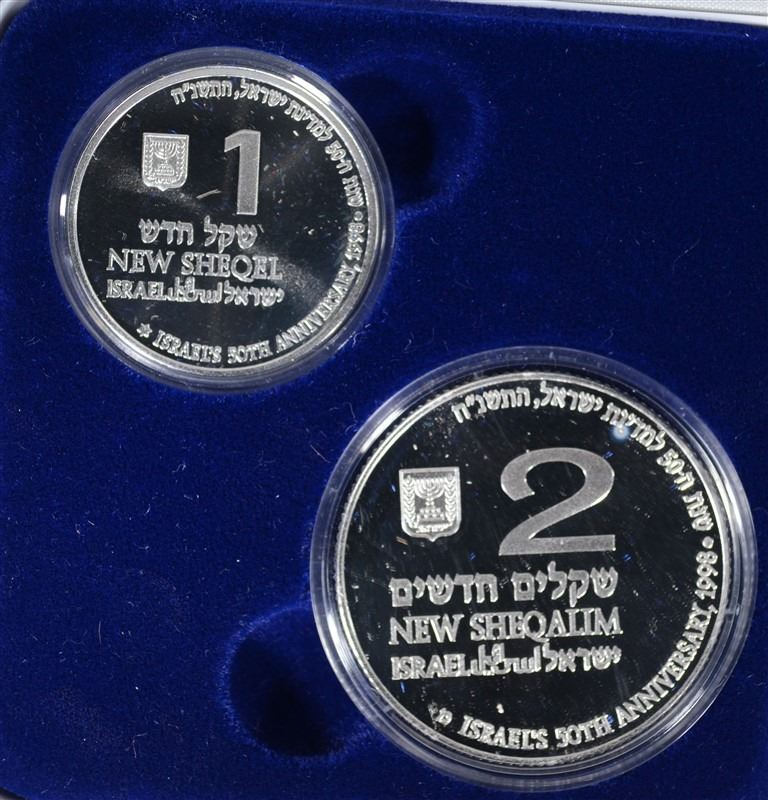 1998 Israel 50th Anniversary of Israel 2-Coin Commemorative Set STERLING