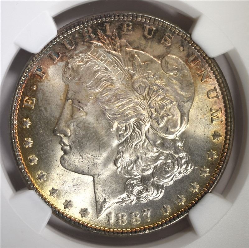 1887 TOP-100 MORGAN SILVER DOLLAR VAM-12A DDO GATOR & CLASH NGC MS 65