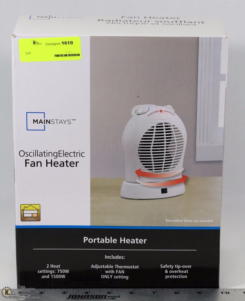 MAINSTAYS OSCILLATING ELECTRIC FAN HEATER