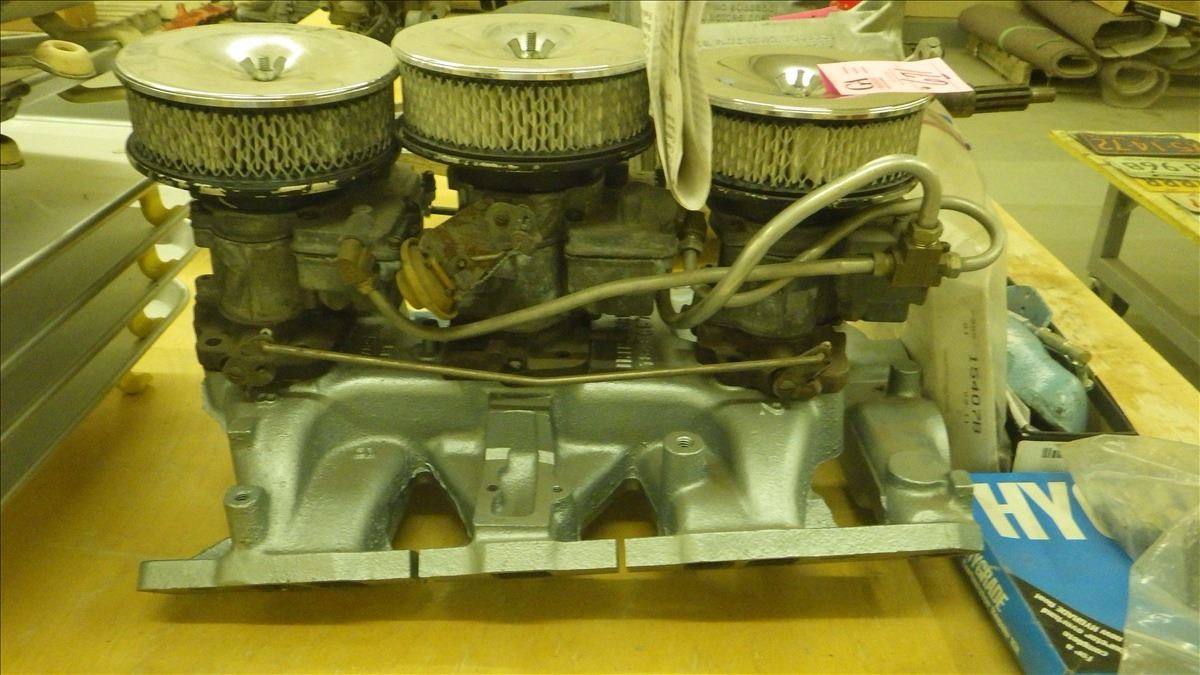 PONTIAC TRI-POWER INTAKE MANIFOLD, CARBS AND AIR CLEANERS, COMES WITH ...