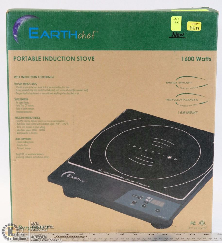 NEW EARTH CHEF PORTABLE INDUCTION STOVE 1600 WATTS