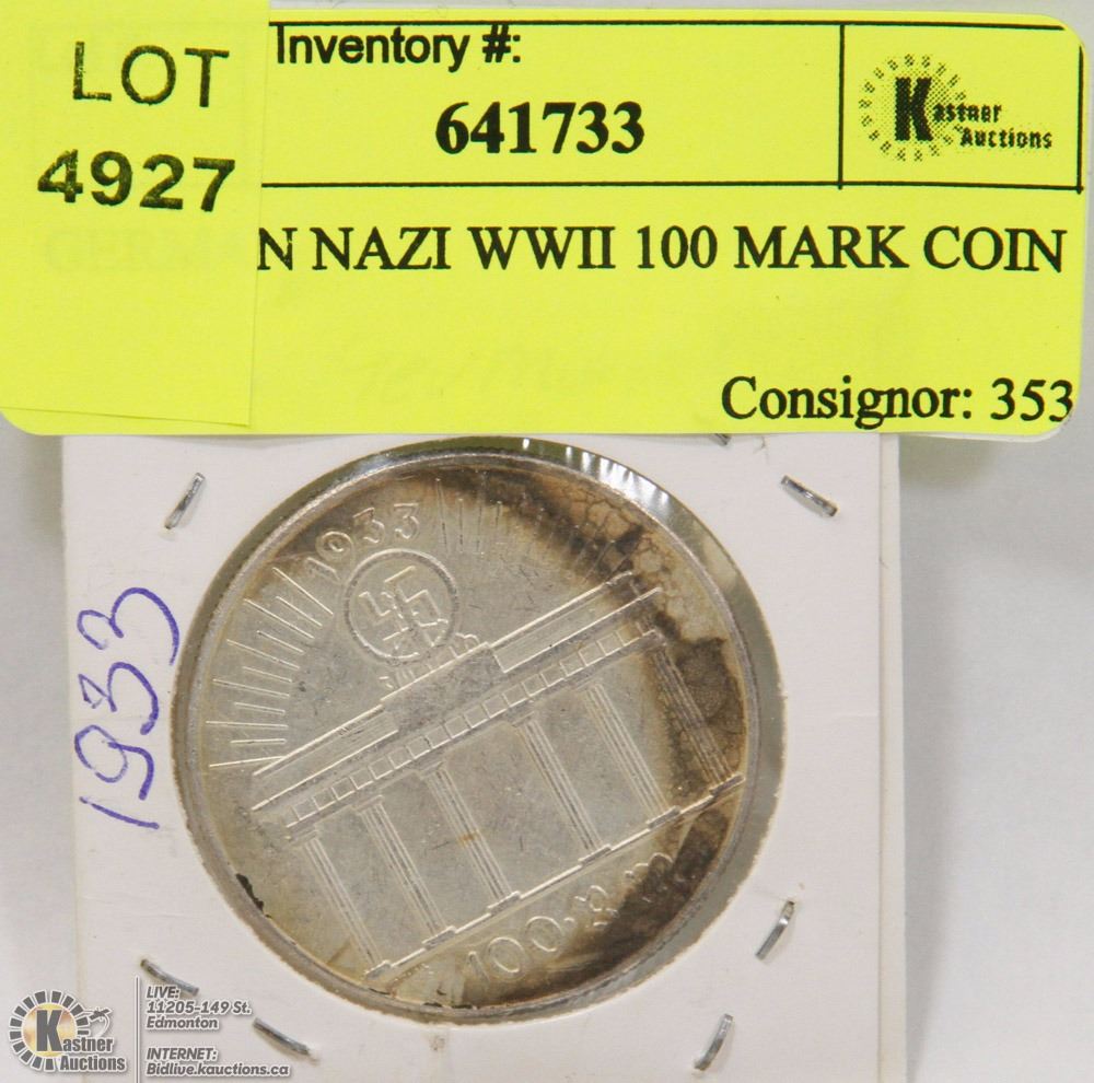 GERMAN NAZI WWII 100 MARK COIN