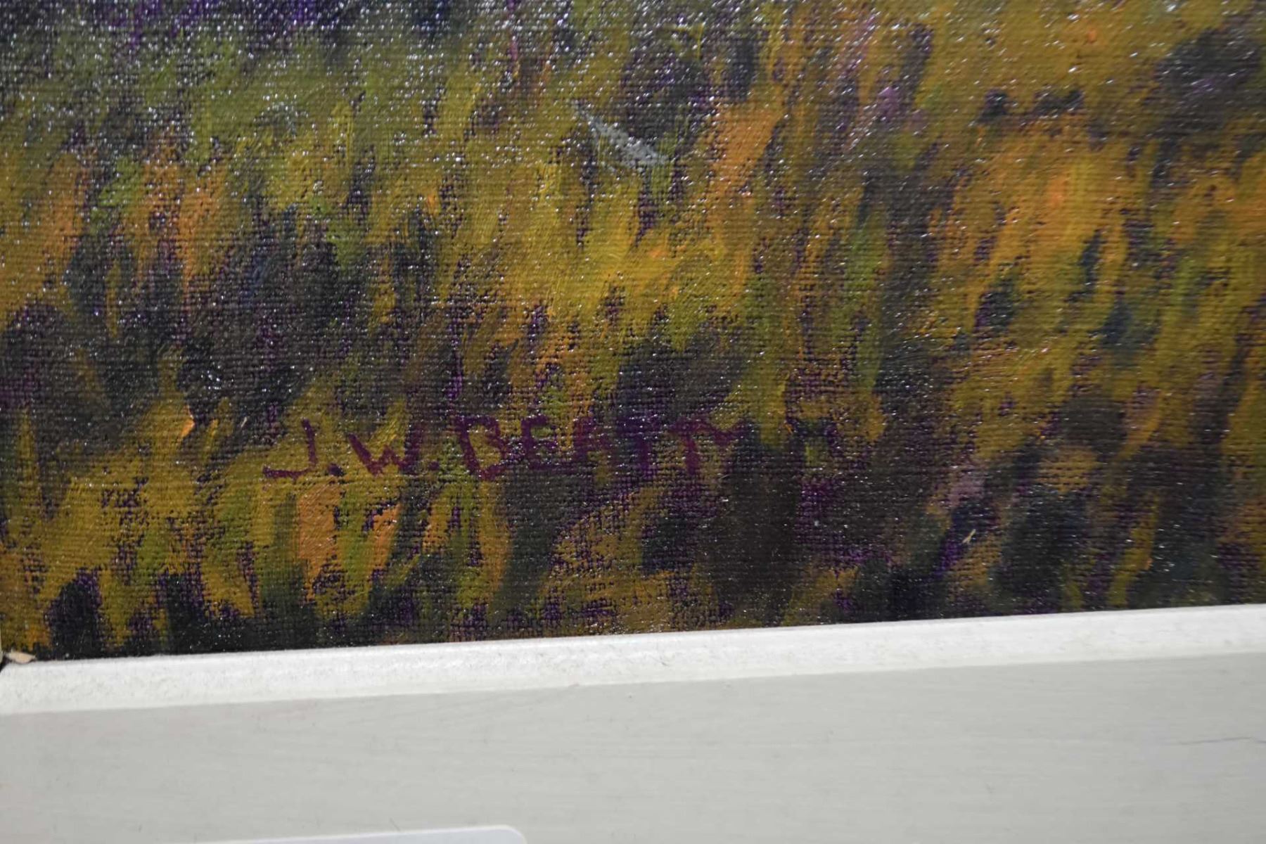 Framed vintage oil on canvas painting "Summer Evening" signed by artist ...