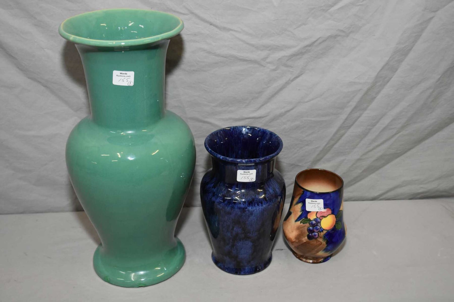 Tall green Medalta pottery "Asia" vase No. 2/14, see photo for chip in ...