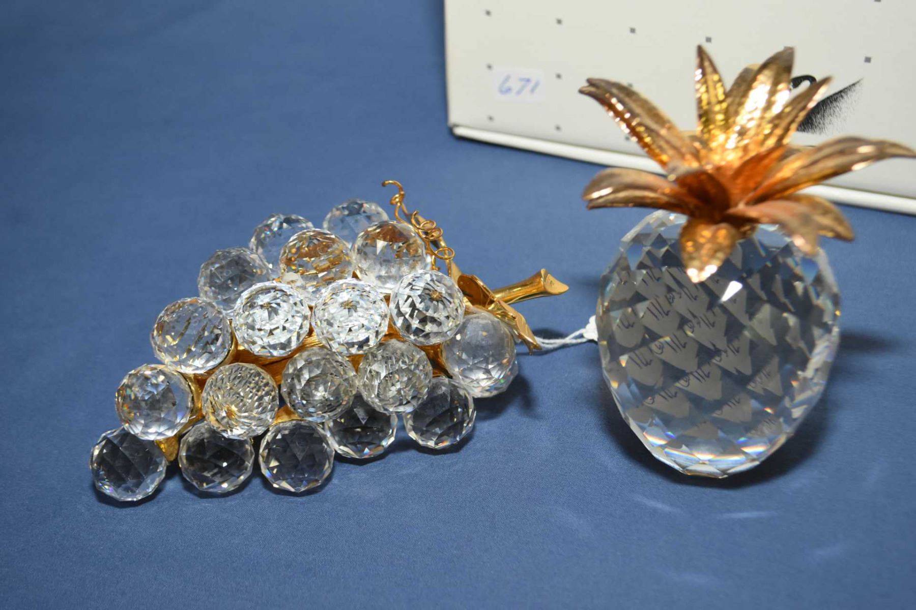 Swarovski crystal pineapple 4 1/4" in height and a Swarovski grapes on ...