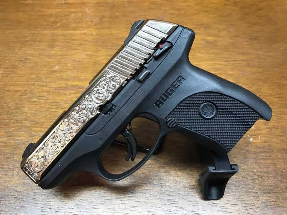 Ruger LC9s Nickel Engraved Slide Talo Model 9mm