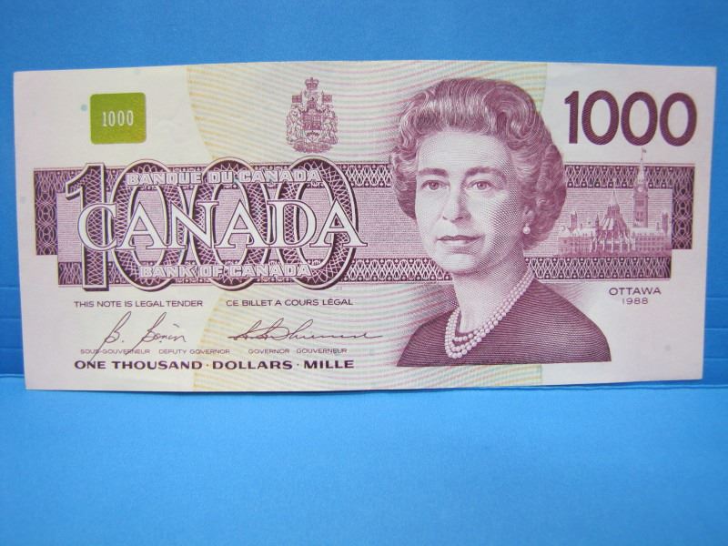 1988 Canadian 1000 Dollar Bill