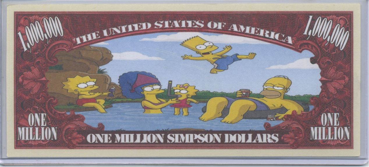 The Simpsons 1989 2012 One Million Dollar Note