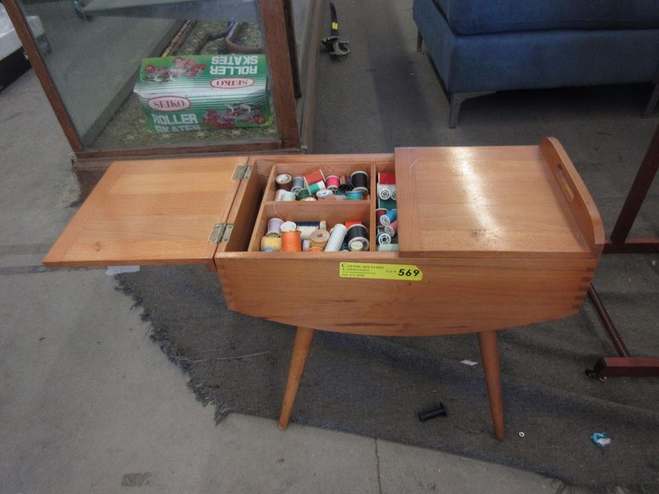 Mid Century Modern Floor Standing Sewing Box