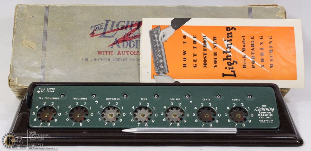 1940'S THE LIGHTNING PORTABLE ADDING MACHINE