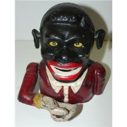 JOLLY BLACK MAN CAST IRON BANK