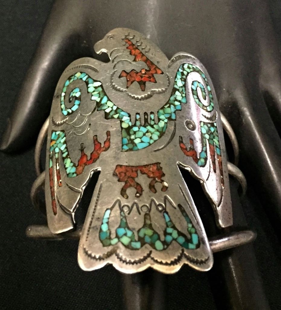 Vintage Navajo Inlay Cuff Bracelet
