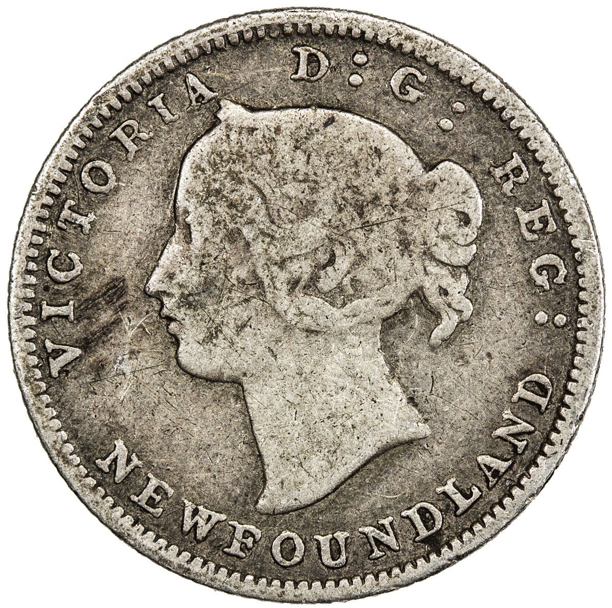 NEWFOUNDLAND Victoria 1837 1901 AR 5 Cents 1873 VG Stephen Album NEWFOUNDLAND Victoria 1837 1901 AR 5 Cents 1873 VG Stephen Album