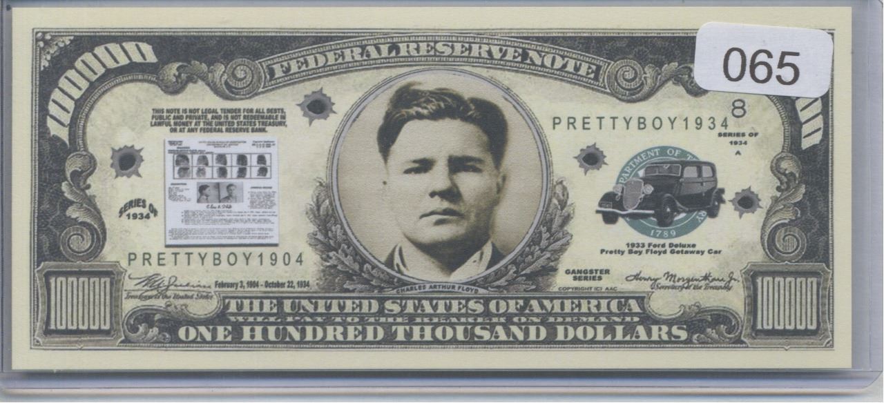 Pretty Boy Floyd Gangster Novelty Currency Note