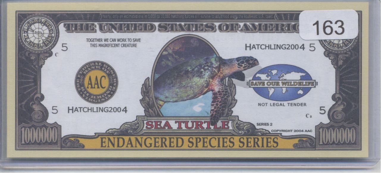 Sea Turtle One Million Dollar Novelty Note