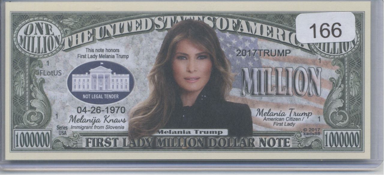 Melania Trump First Lady One Million Dollar Novelty Note