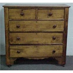 Poplar chest of drawers, rounded front corners on