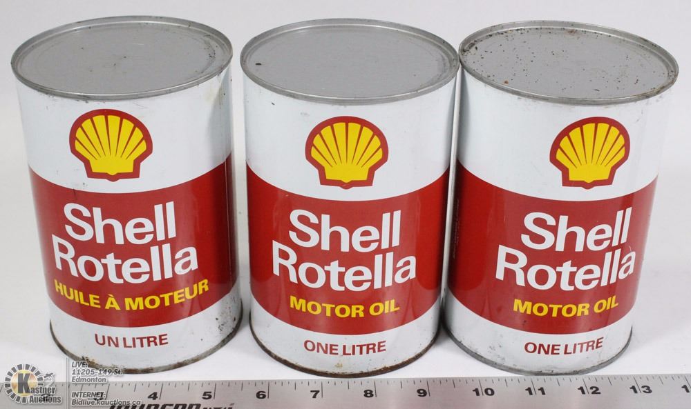 3 VINTAGE SHELL ROTELLA ONE LITRE MOTOR OIL
