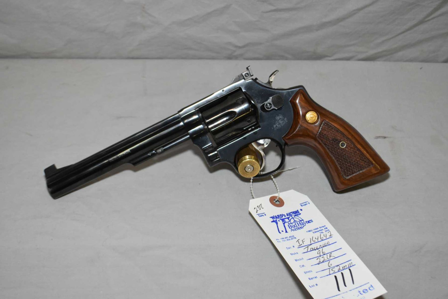 Taurus Model 96 22 LR Cal 6 Shot Revolver W 152 Mm Bbl Blued Finish Taurus Model 96 22 LR Cal 6 Shot Revolver W 152 Mm Bbl Blued Finish
