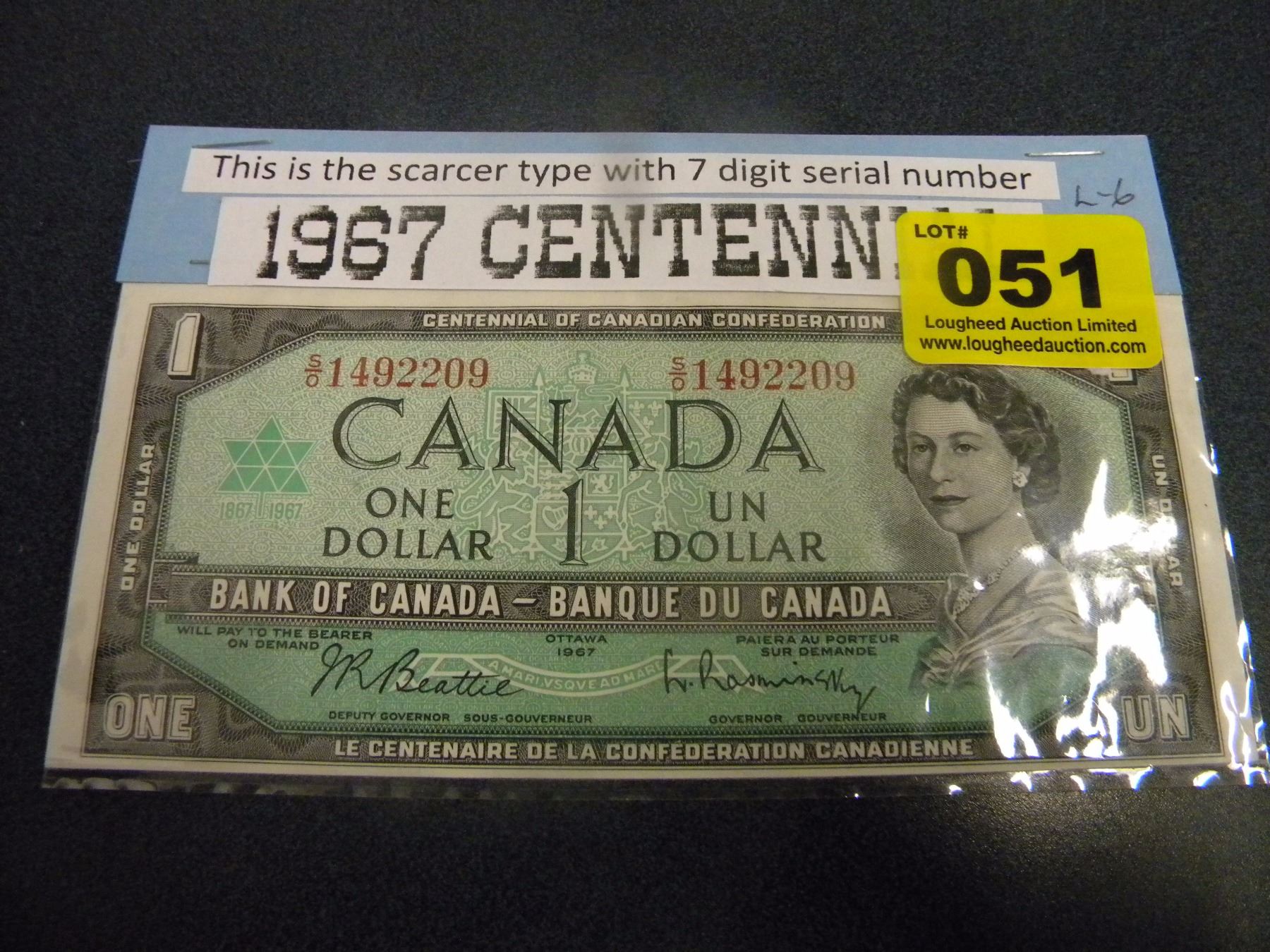 1967 CENTENNIAL DOLLAR NOTE