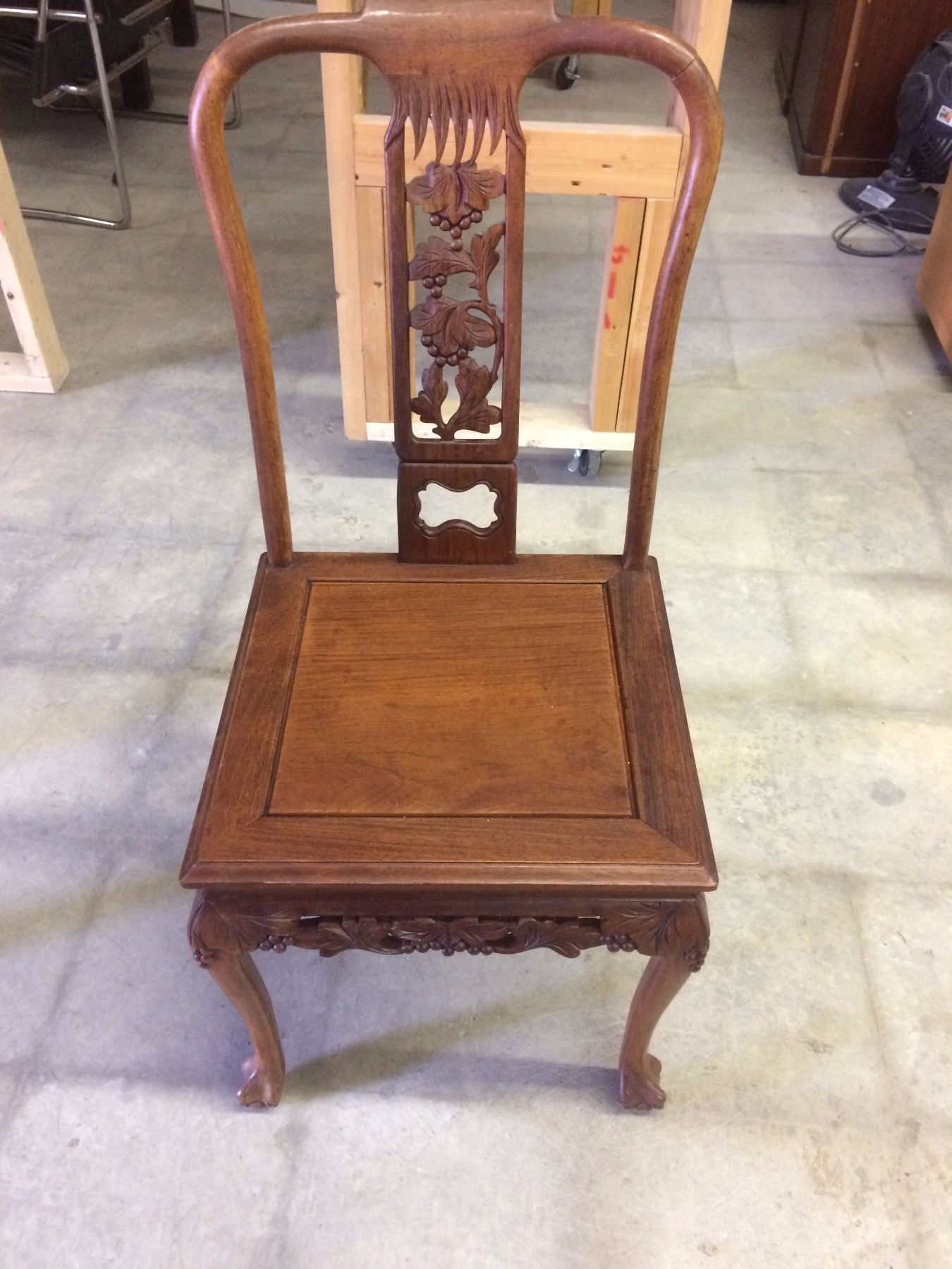 VINTAGE TEAK WOOD HAND CARVED CHAIR