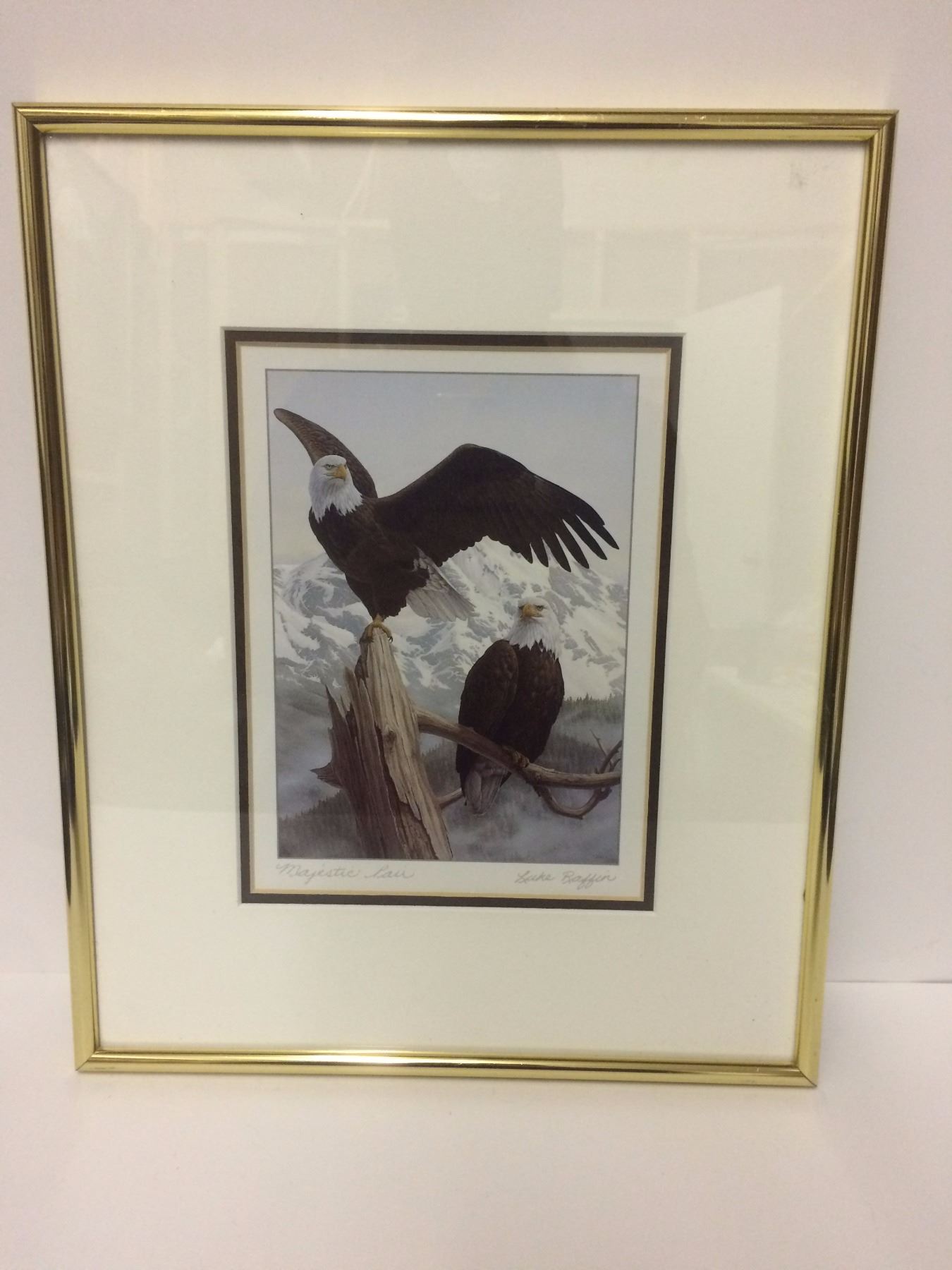FRAMED "MAJESTIC PAIR" ART SIGNED BY ARTIST LUKE RAFFIN (12" X 14")