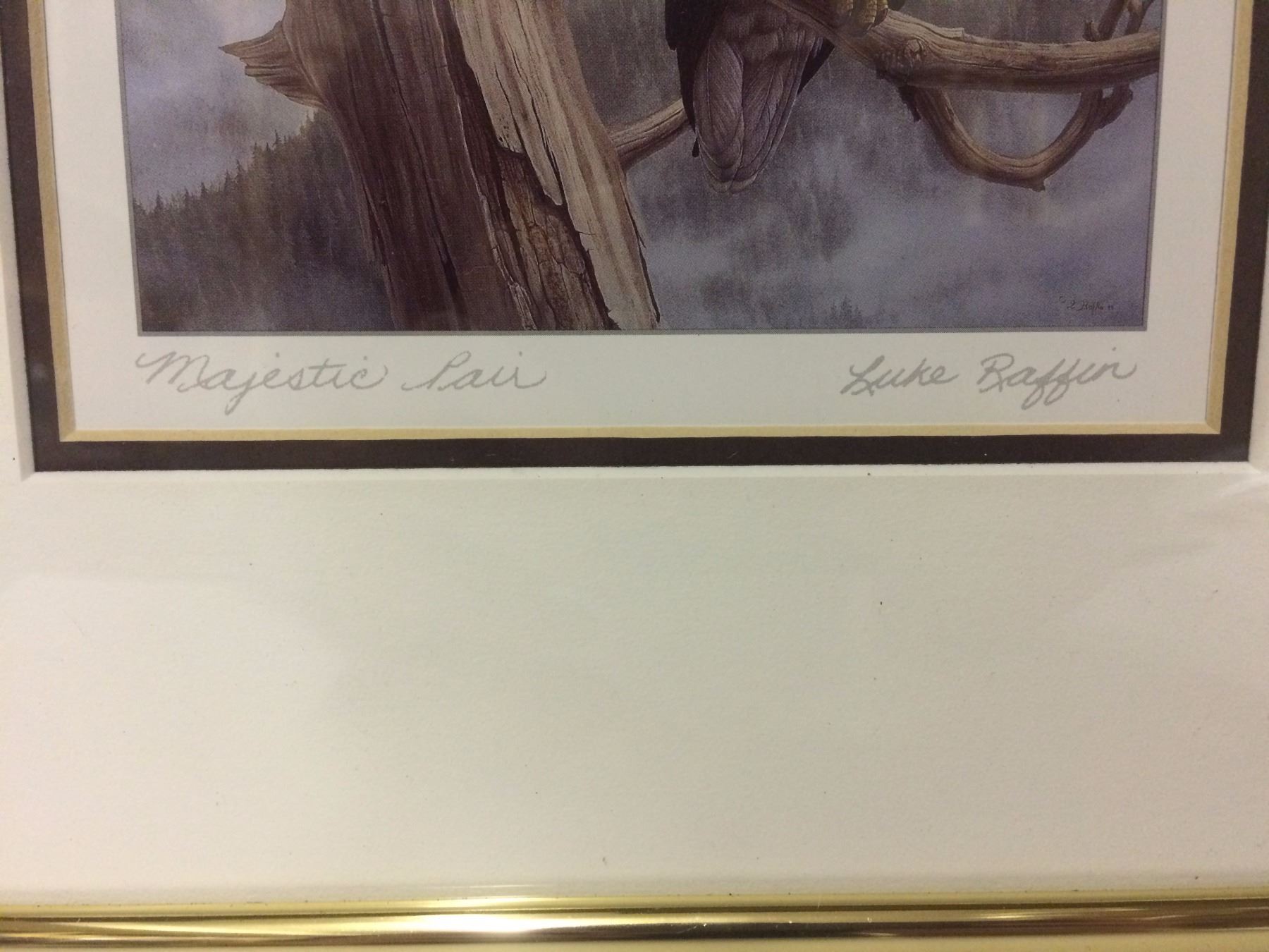 FRAMED "MAJESTIC PAIR" ART SIGNED BY ARTIST LUKE RAFFIN (12" X 14")