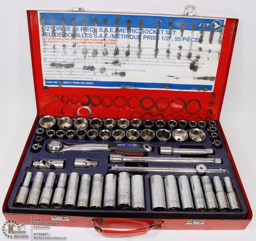 JET 1/2" DRIVE 55 PIECE SAE/METRIC SOCKET SET