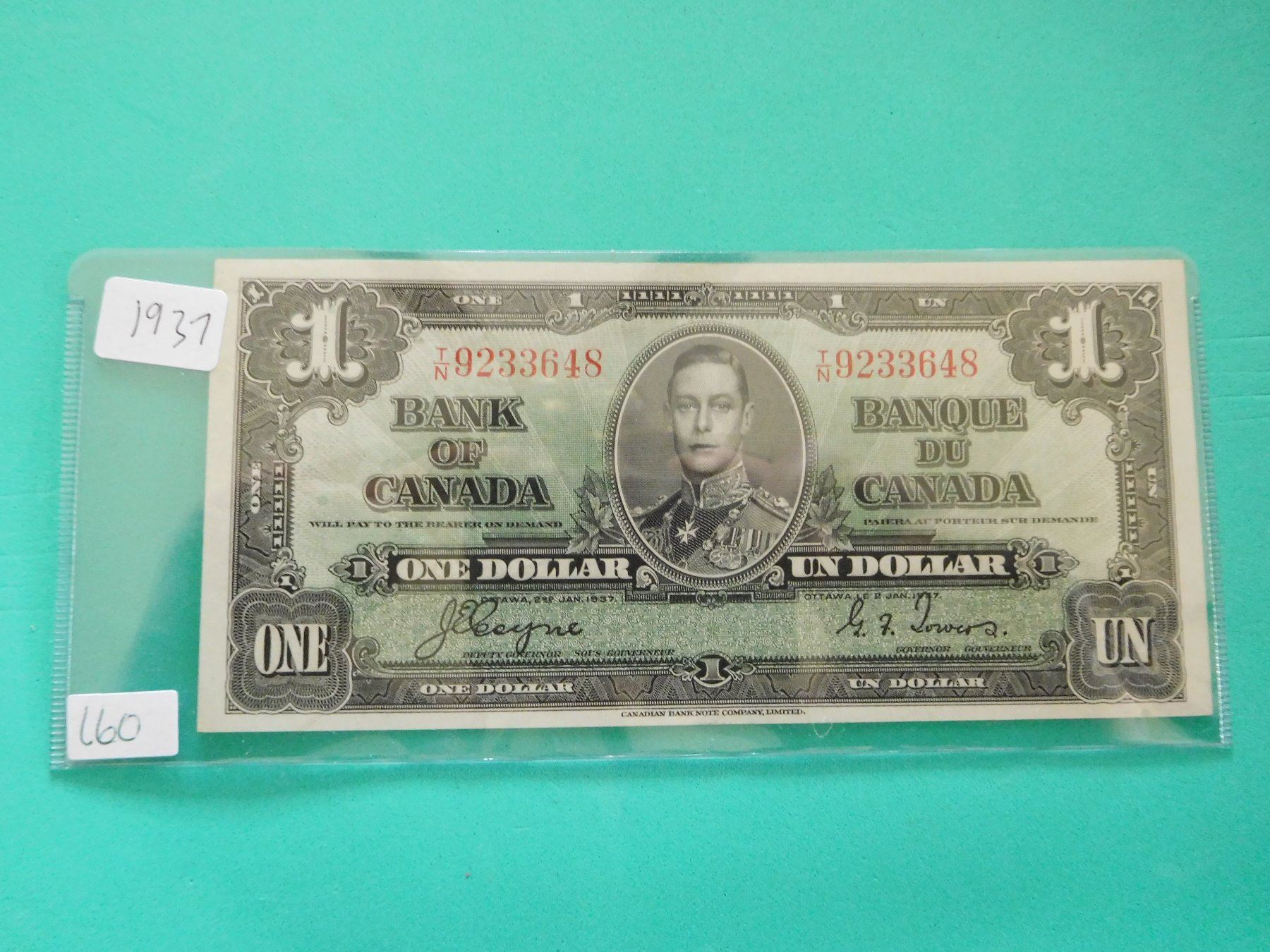 1937 Canada One Dollar Bill T/N9233648 Coyne/Towers