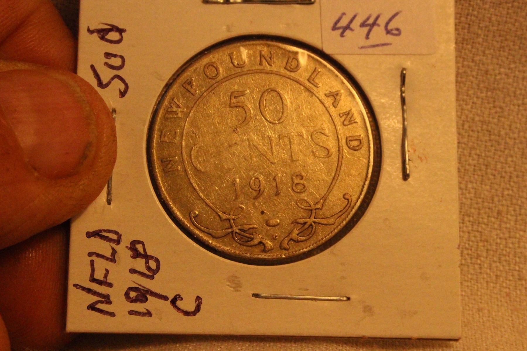 Newfoundland Fifty Cent Coin - 1918 - Silver