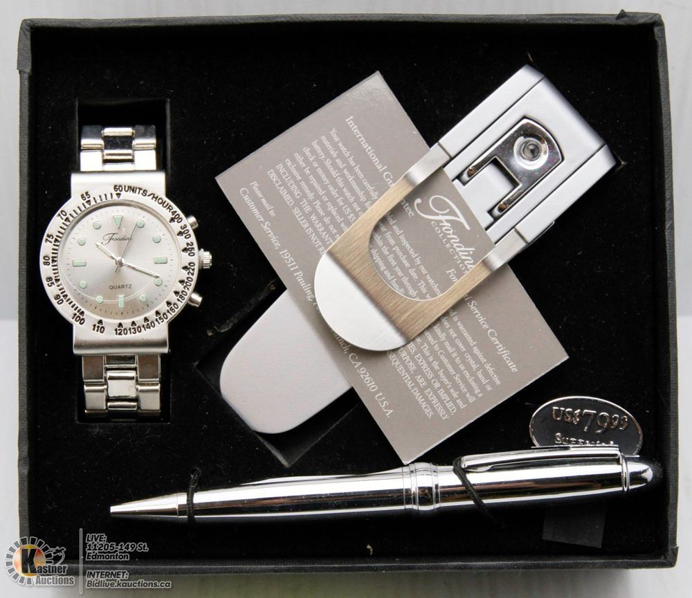 NEW FONDINI COLLECTION MENS SET WATCH, PEN