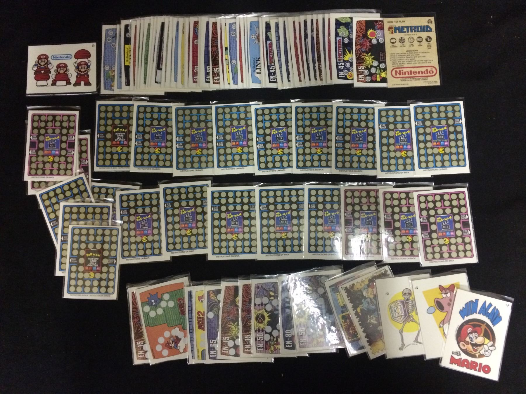 SUPER MARIO & PAC-MAN TRADING CARDS LOT