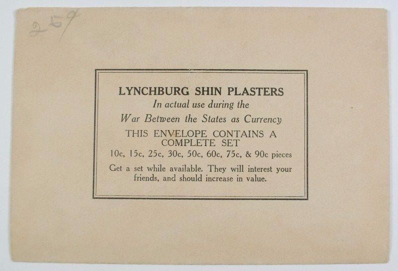 COMPLETE SET OF (8) LYNCHBURG SHIN PLASTERS