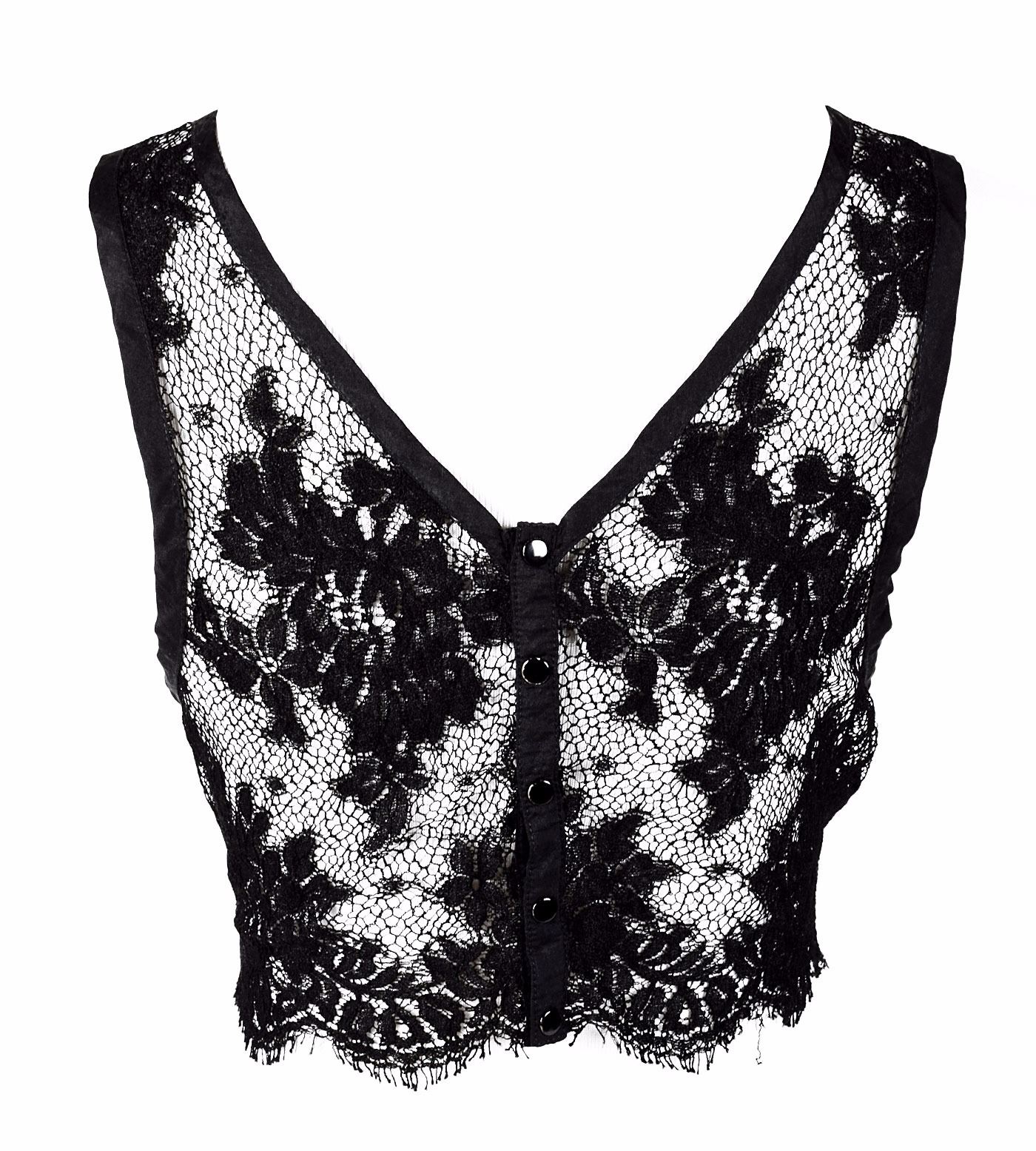 Prince's Personally-Owned and -Worn Black Lace Crop Top