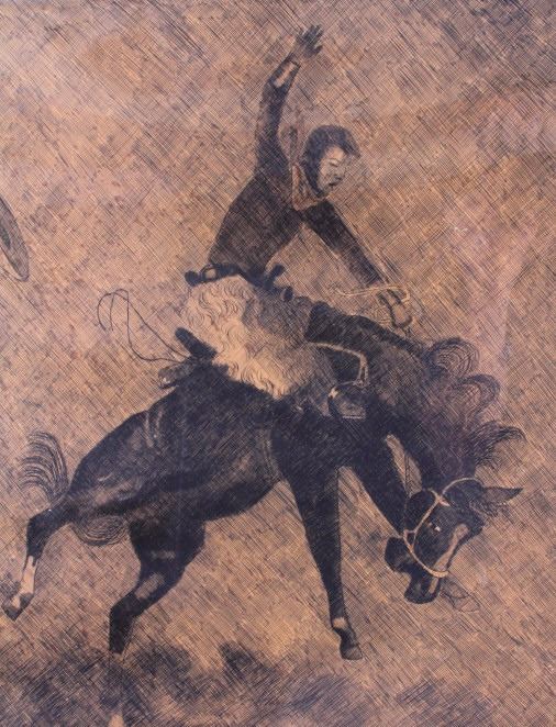 Original Cross Hatch Western Pen and Ink Drawing