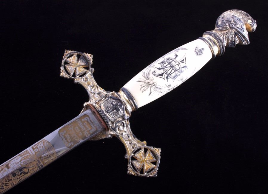 Masonic Dress Sword w/ Scabbard and Leather Case