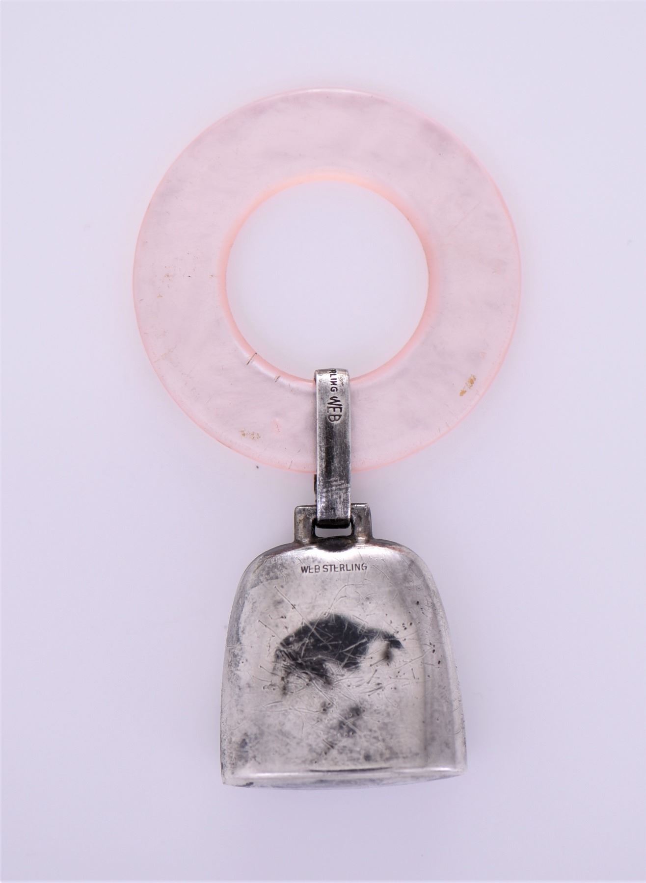 Vintage Web Sterling Silver Bell Baby Rattle Teeth