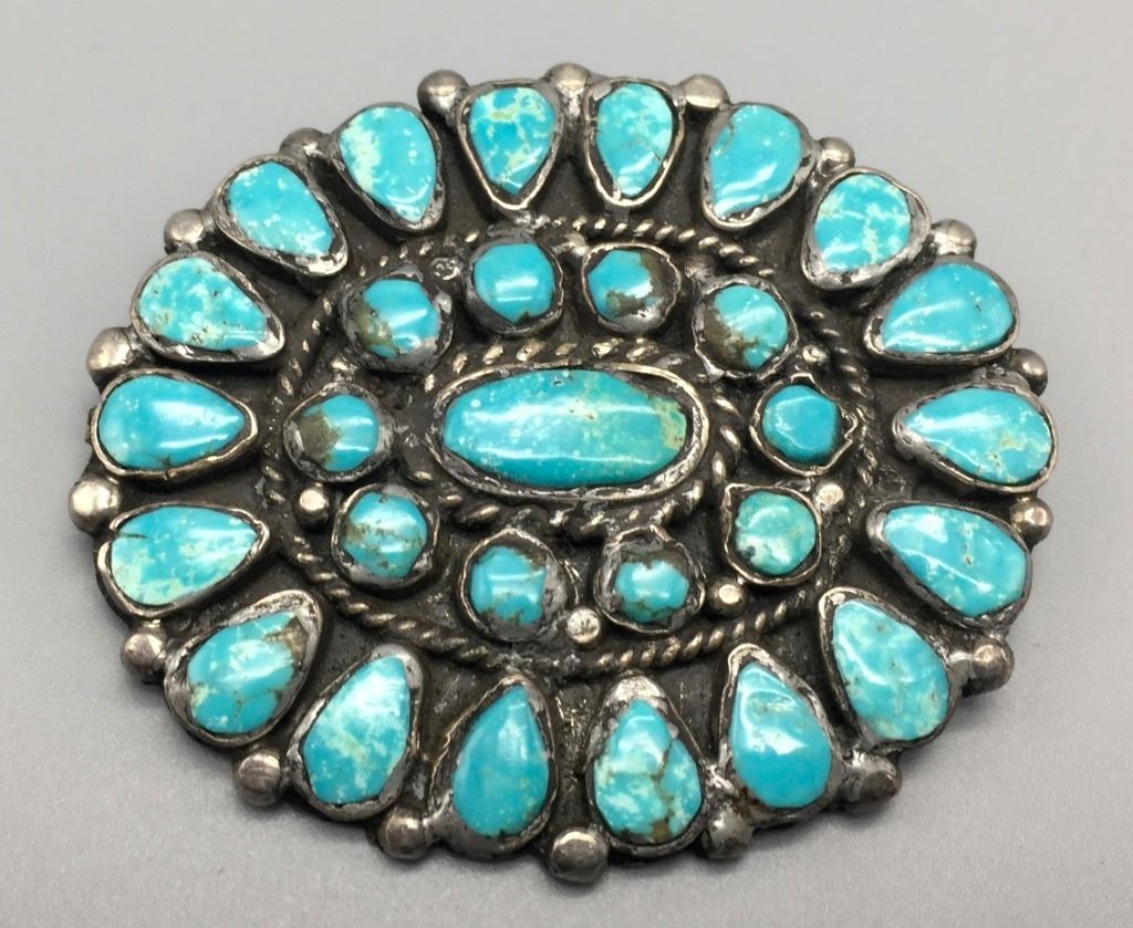 1960s Turquoise Cluster Pin