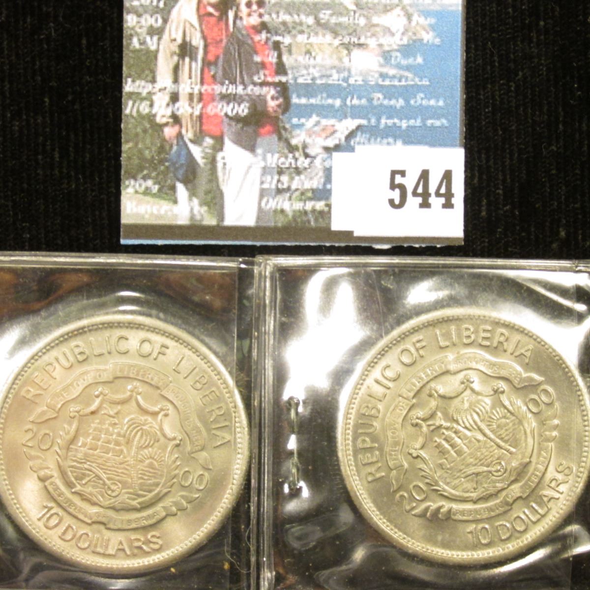 (2) 2000 Liberia $10 John F. Kennedy Jr. Coins.