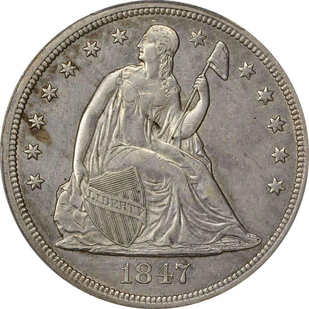1847 $1. Seated Liberty Dollar. PCGS AU Details.