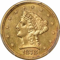 1878-S $2.50. Liberty Head Quarter Eagle. PCGS AU58.