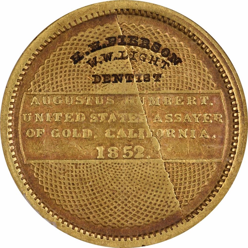 H.H. Pierson / W.W. Light Counterstamp on Augustus Humbert $10. Kagin-8 ...