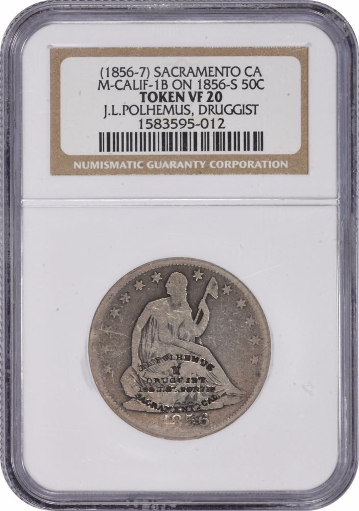 J.L. Polhemus Counterstamp on 1856-S Half Dollar. M-CALIF-1B, Brunk P ...