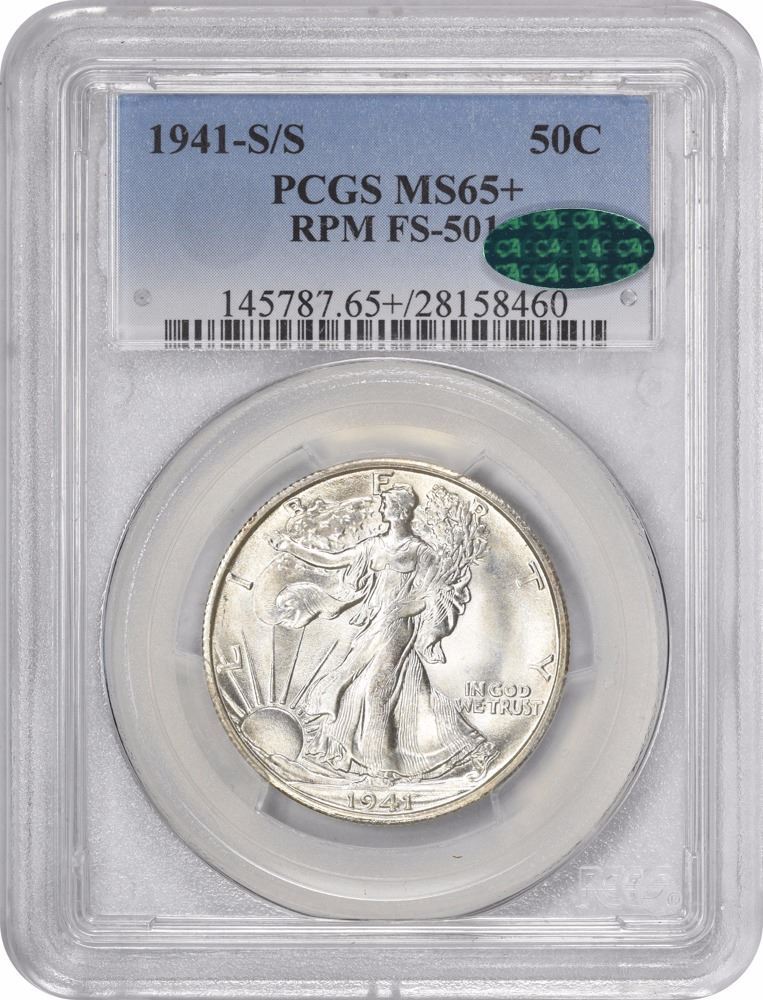1941-S/S 50C. Repunched Mintmark. FS-501. MS-65+ PCGS. CAC.