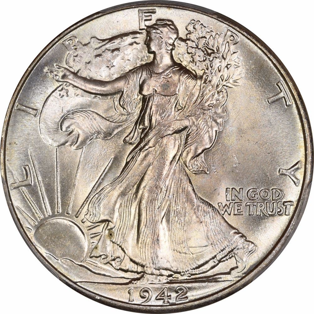 1942 50C. Doubled Die Reverse. FS-801, FS-009. MS-65 PCGS. CAC.