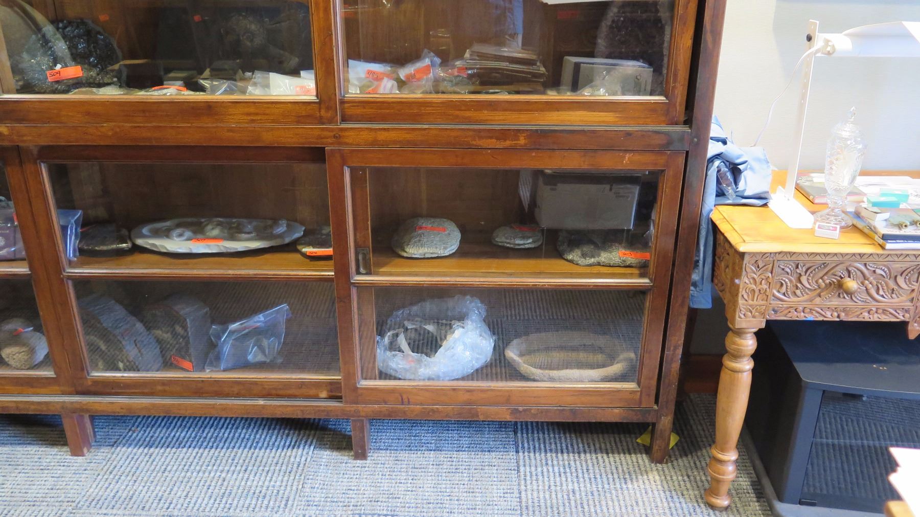 Furniture Large Antique Display Cabinet Wsliding Glass Doors 105 X 15 X 87 Oahu Auctions