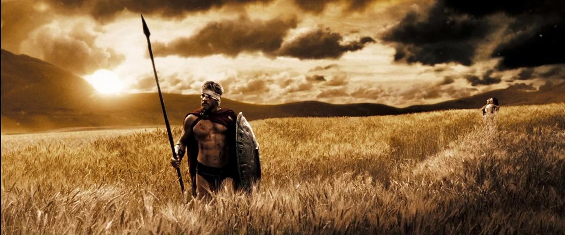 300 (2006) - Dilios' (David Wenham) Costume, Shield, and Spear