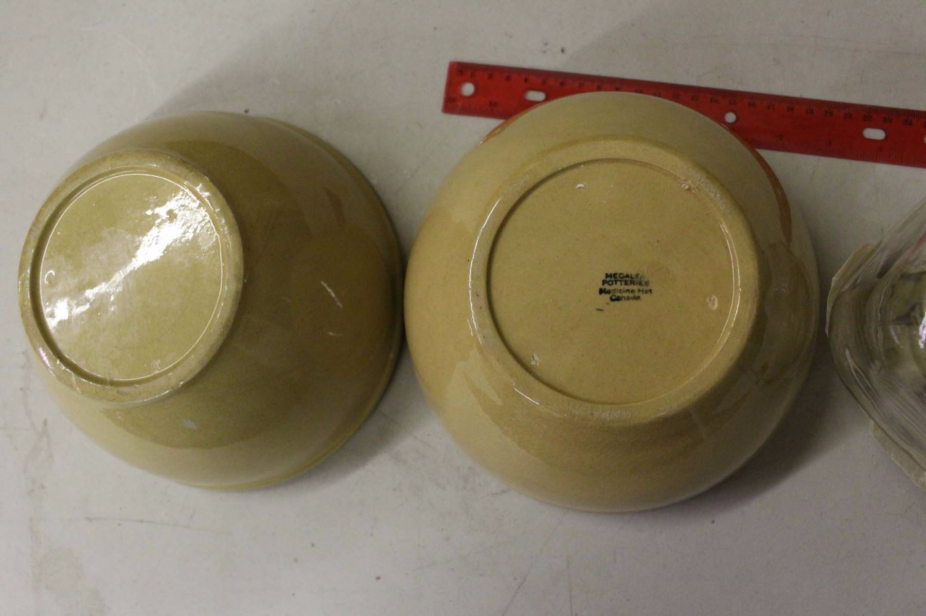 Pottery Bowls (2)& Kraft Cheese Ltd. Glass Jar