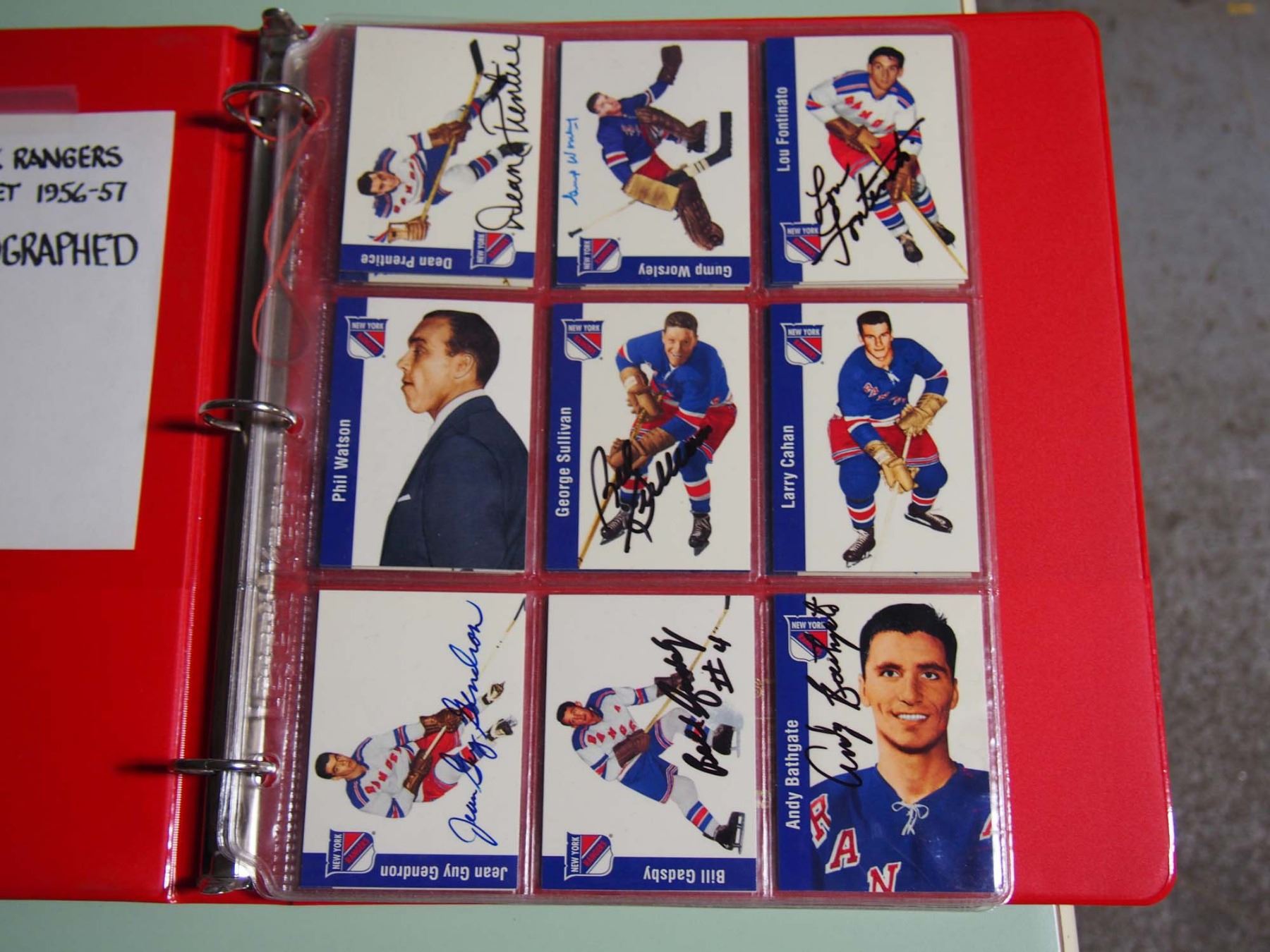 New York Rangers, 1956-57 Team Set Of Parkhurst Cards, 19 Autographed